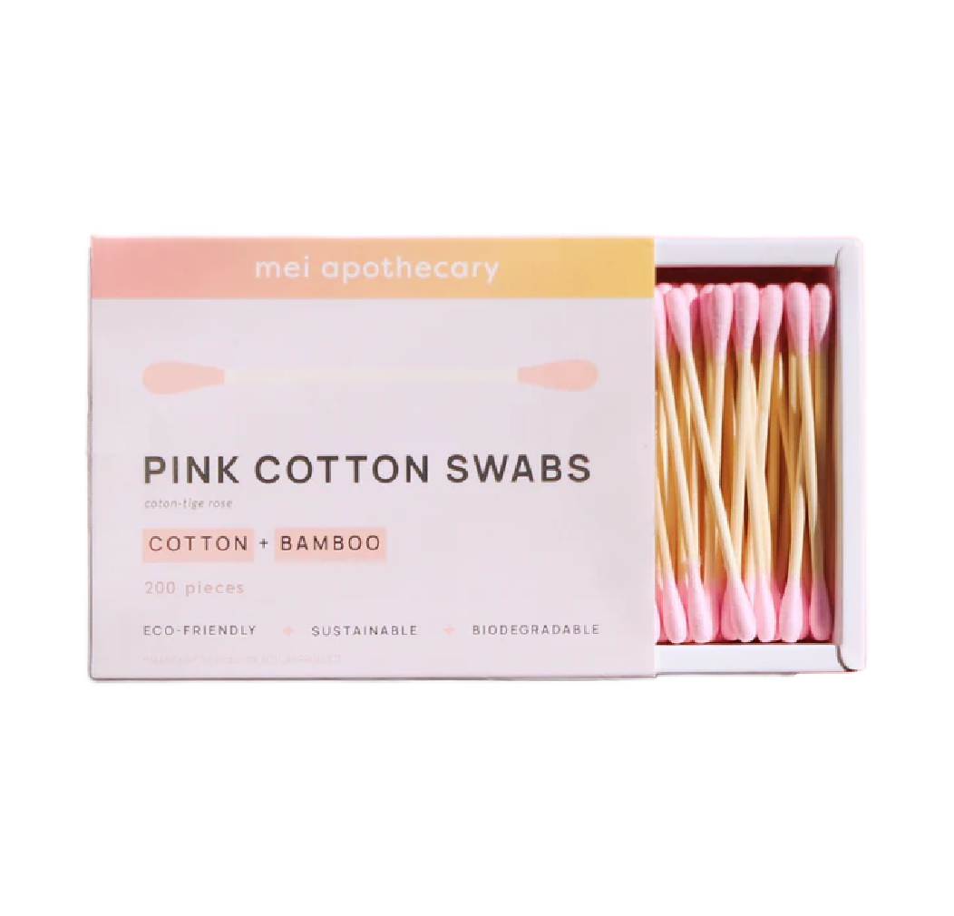 Biodegradable pink cotton swabs | Loshen & Crem
